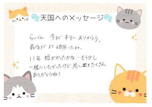 らいくん ありがとう 🐈 ｜ 大崎ペット斎場